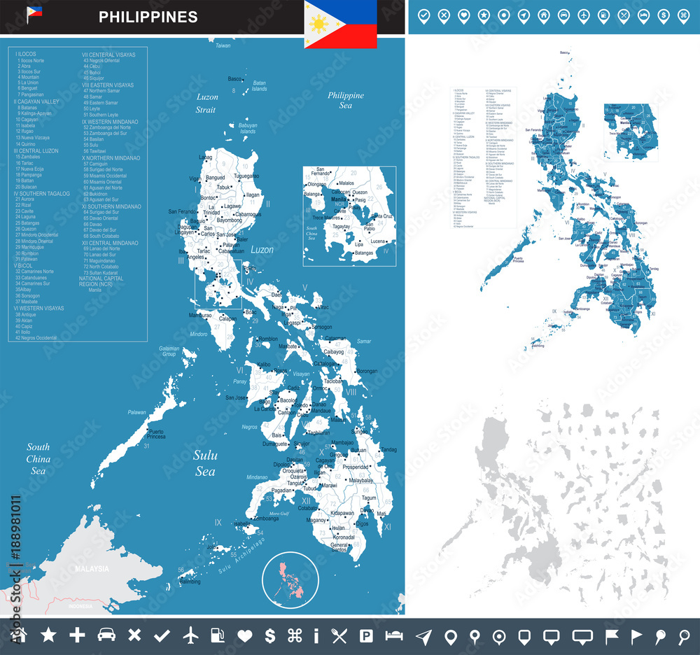 Philippines - infographic map - Detailed Vector Illustration Stock ...