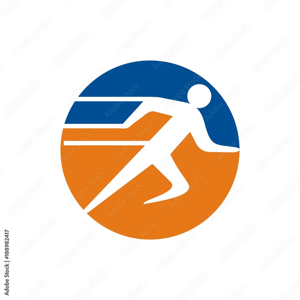 Abstract running human figure logo design template vector illustration ...