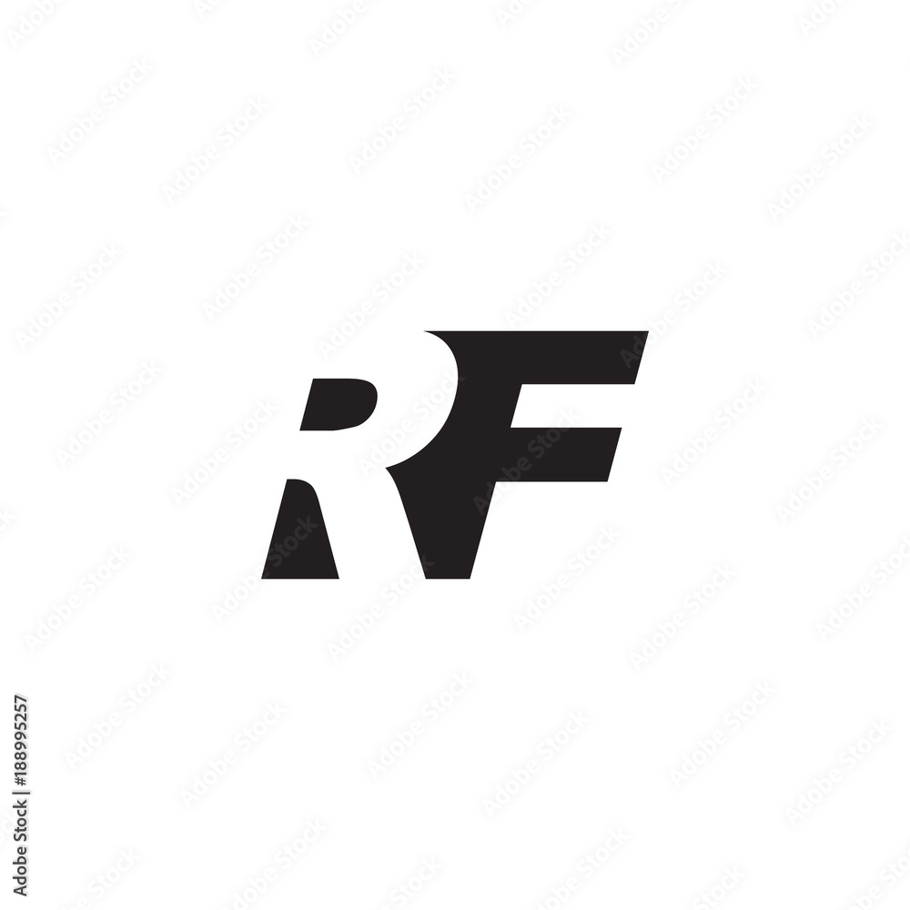 Initial letter RF, negative space logo, simple black color Stock Vector ...
