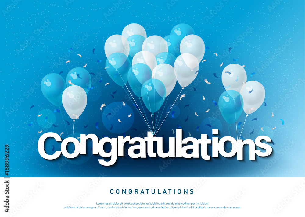 congratulations greeting card lettering template with balloon and ...