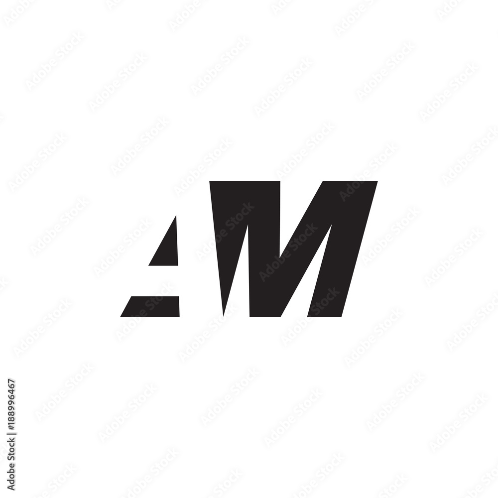 Initial letter AM, negative space logo, simple black color Stock Vector ...