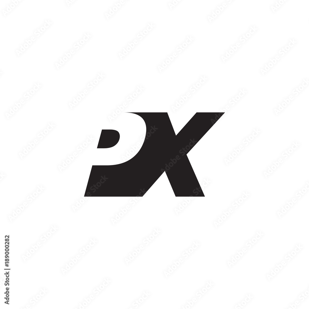 Initial letter PX, negative space logo, simple black color Stock Vector ...
