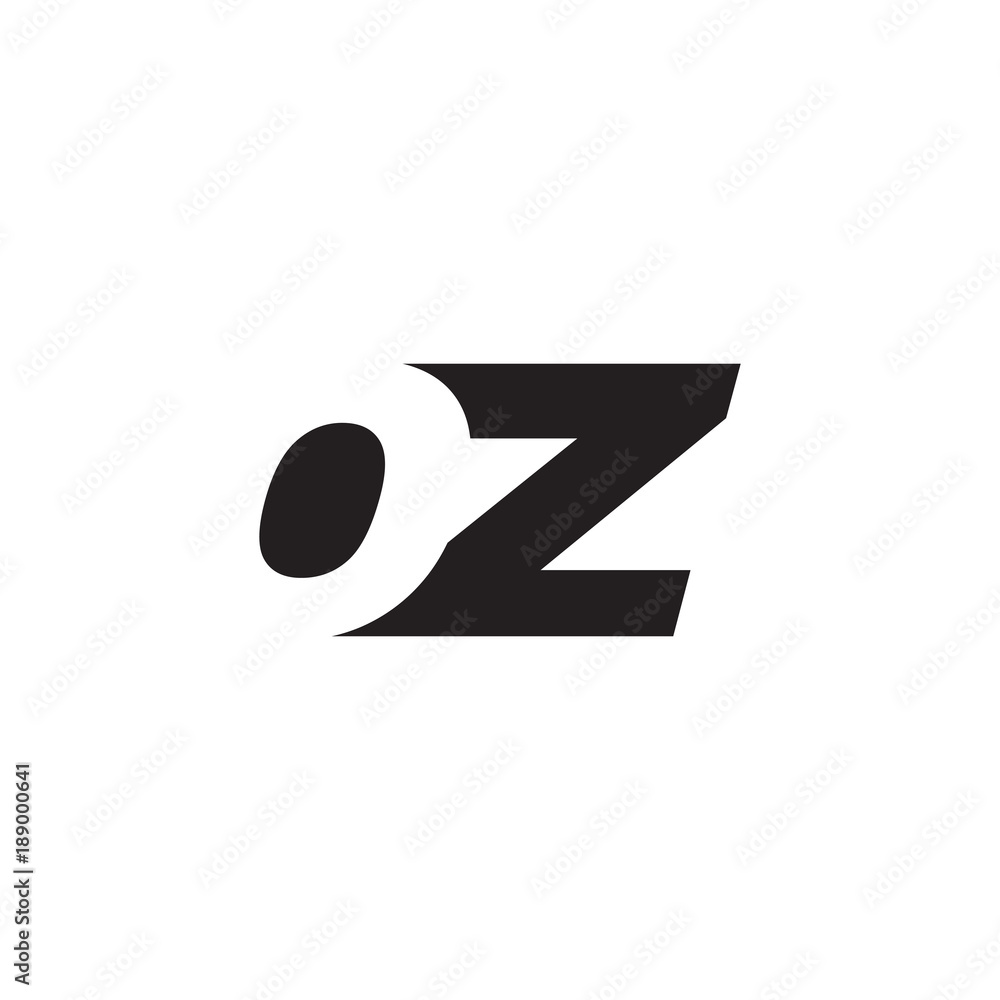 Initial letter OZ, negative space logo, simple black color Stock Vector ...