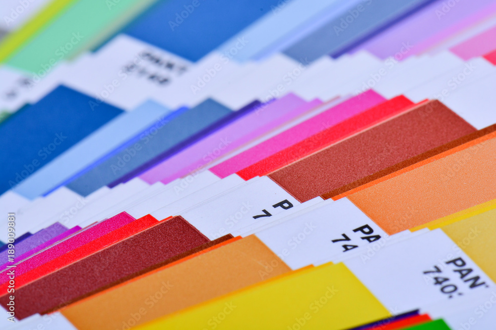 Color Palette Pantone Guide Close Up. Colorful Swatch Catalog Stock ...
