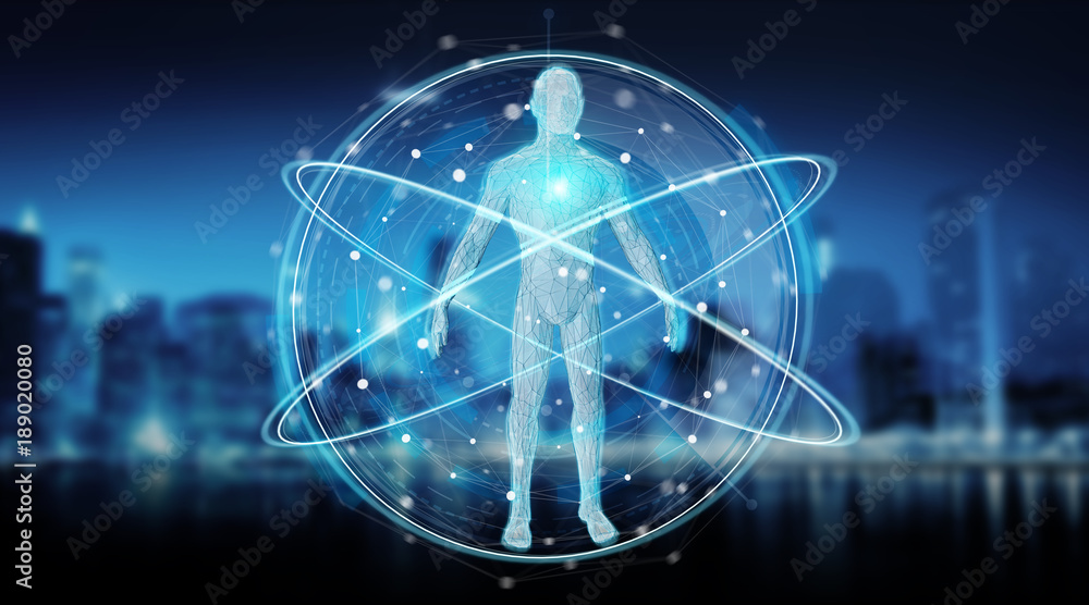 Digital x-ray human body scan background interface 3D rendering Stock ...