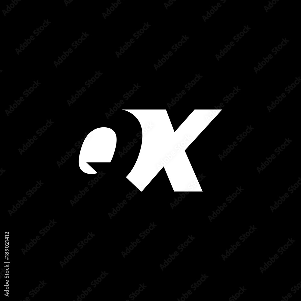 Initial letter QX, negative space logo, white on black background Stock ...