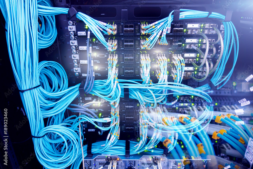 Fibre Channel swich. Fibre Channel swich. Server rack audio cable ...