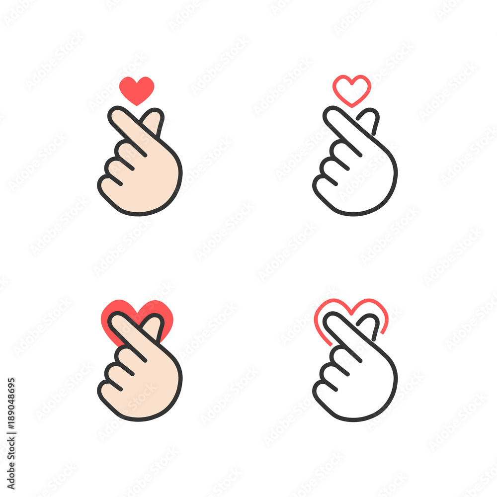 Icon of hand making small heart, I love you or mini heart sign isolated ...