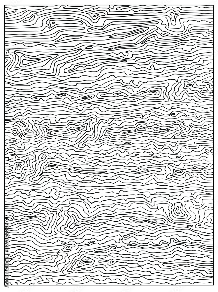 Hand drawn Uncolored Abstract Adult Coloring book page with wood ...