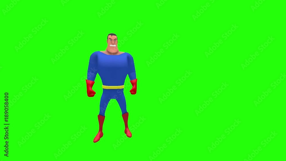 Annoyed hostile animated superhero strongman cartoon character leans ...