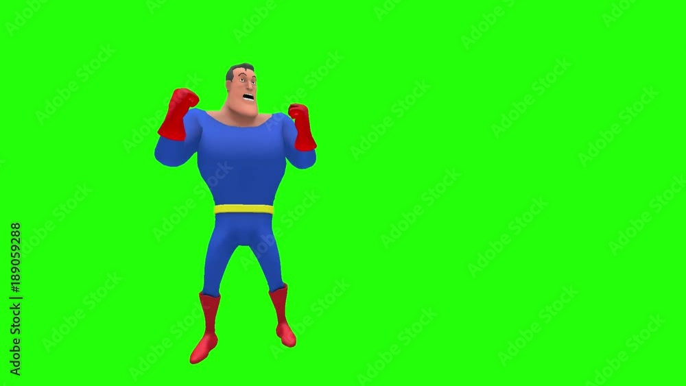Vidéo Stock Cowering paranoid animated superhero strongman cartoon ...