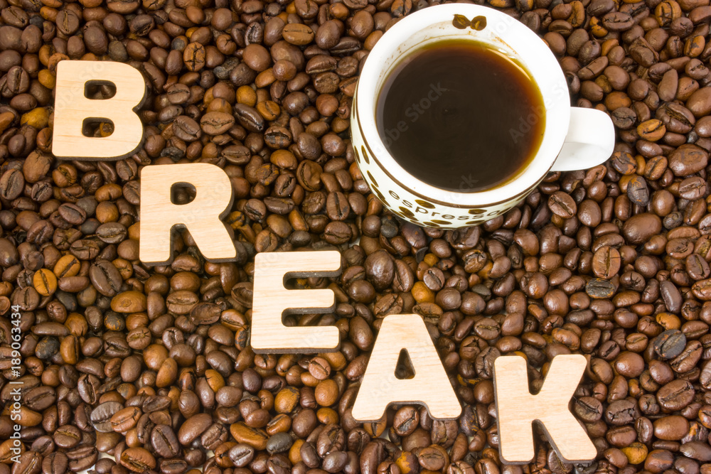 Visualization of the concept or action Coffee Break. Word break, which ...