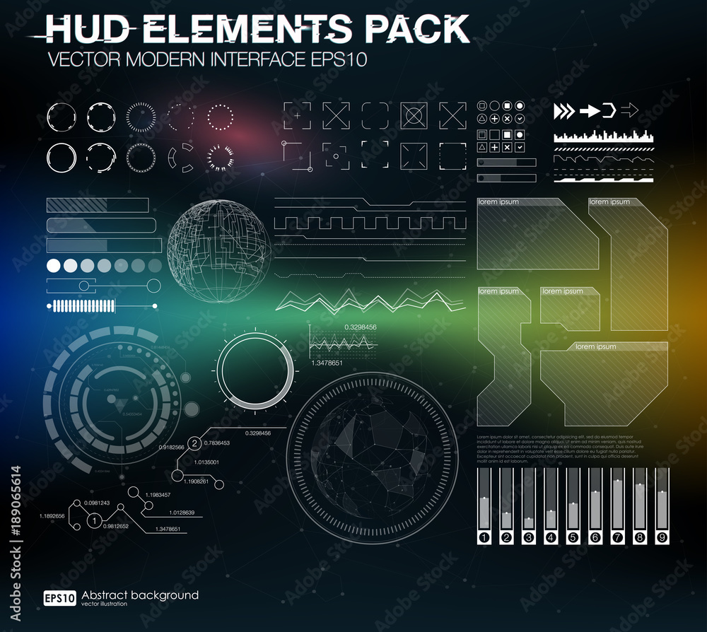 HUD elements pack. Vector modern interface. Abstract background vector ...
