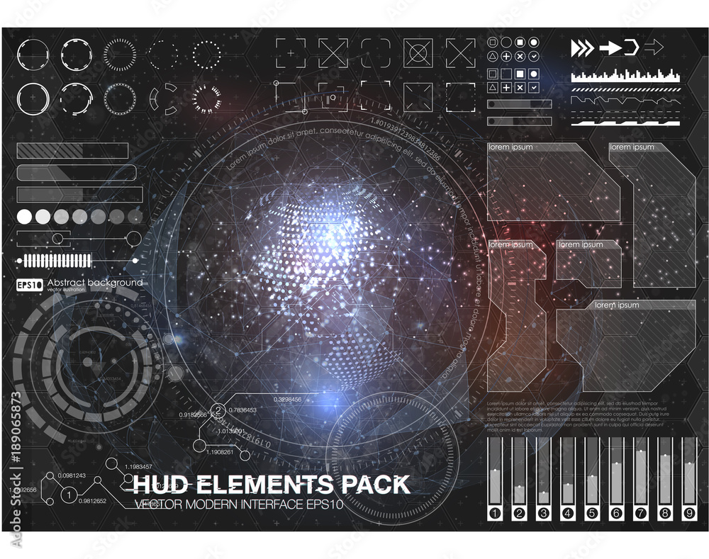 Vetor de HUD background outer space. infographic elements. futuristic ...