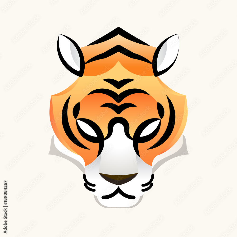 Tiger minimal head face logo for design icon and mascot, vector ...