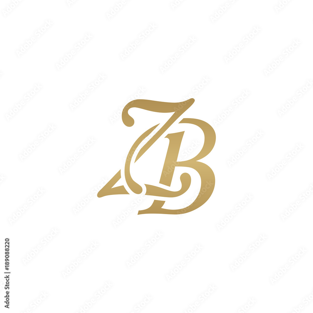 Initial letter ZB, overlapping elegant monogram logo, luxury golden ...