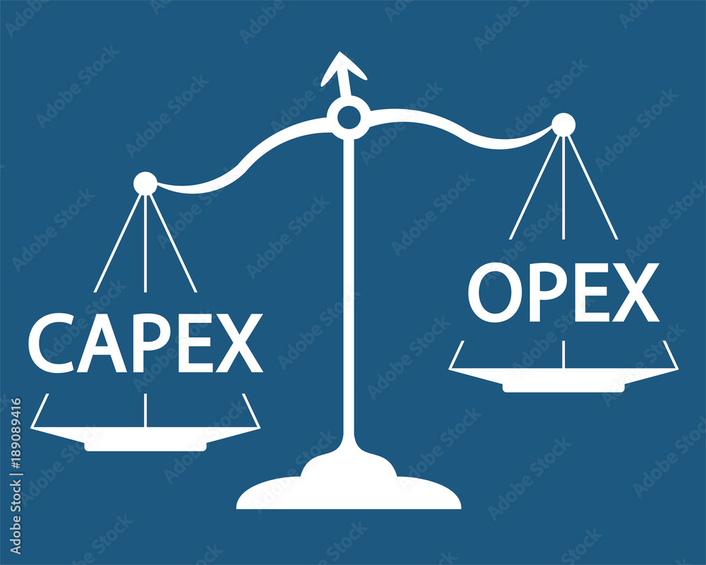 capex and opex on vintage scales, business concept, vector illustration ...