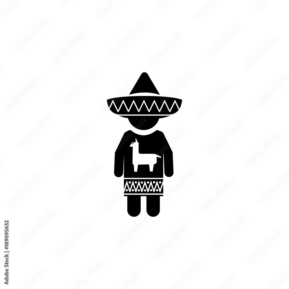 mexican in national dress icon. Elements of culture of Mexico icon ...