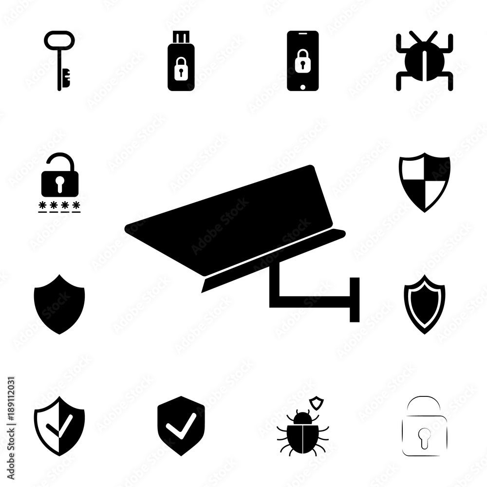 Security camera icon. Set of cybersecurity icons. Signs, outline ...
