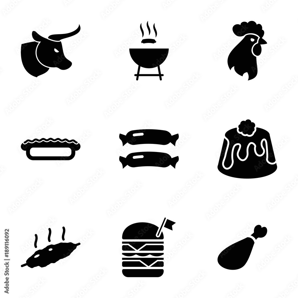 Meat icons. set of 9 editable filled meat icons Stock Vector | Adobe Stock