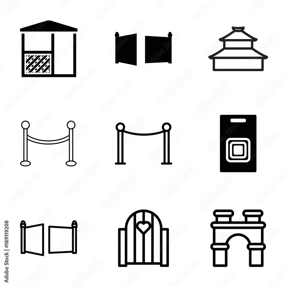 Gate icons. set of 9 editable filled and outline gate icons Stock ...