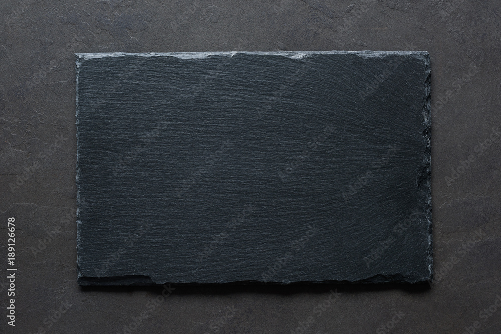 Black slate background table top view. Cooking food, restaurant menu ...