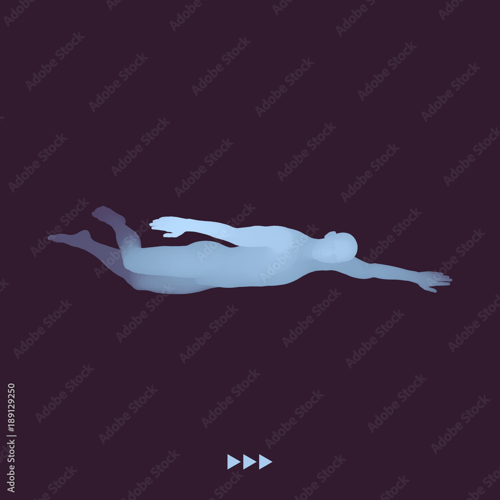 3D Swimming Man. Vector Image of a Swimmer. Human Body. Sport Symbol ...