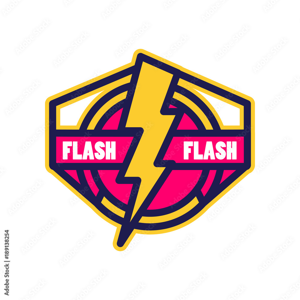 Flash logo, badge with lightning symbol, design element for company ...