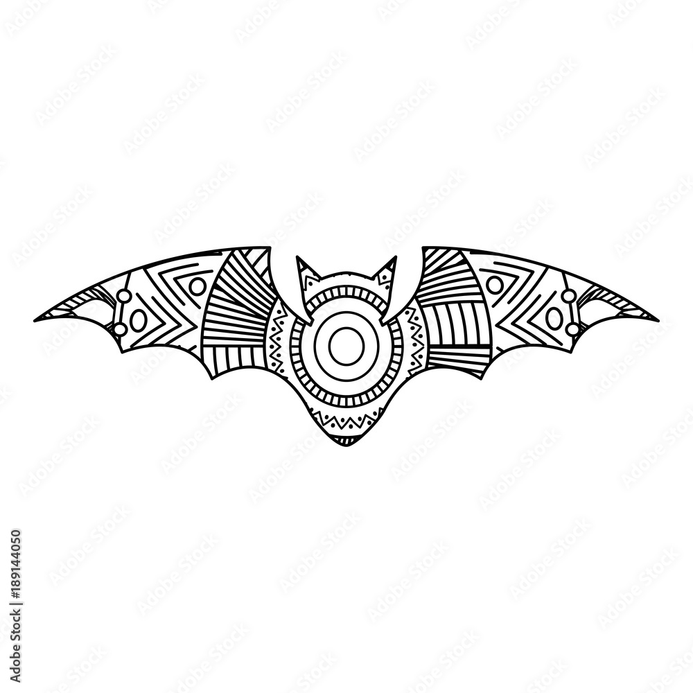 hand drawn for adult coloring pages with bat zentangle monochrome ...