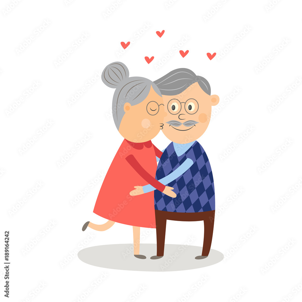 Cartoon Old Couple In Love