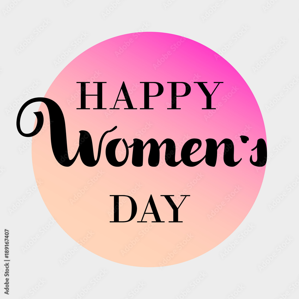 Happy Womens Day text as celebration badge, icon. Text card invitation ...