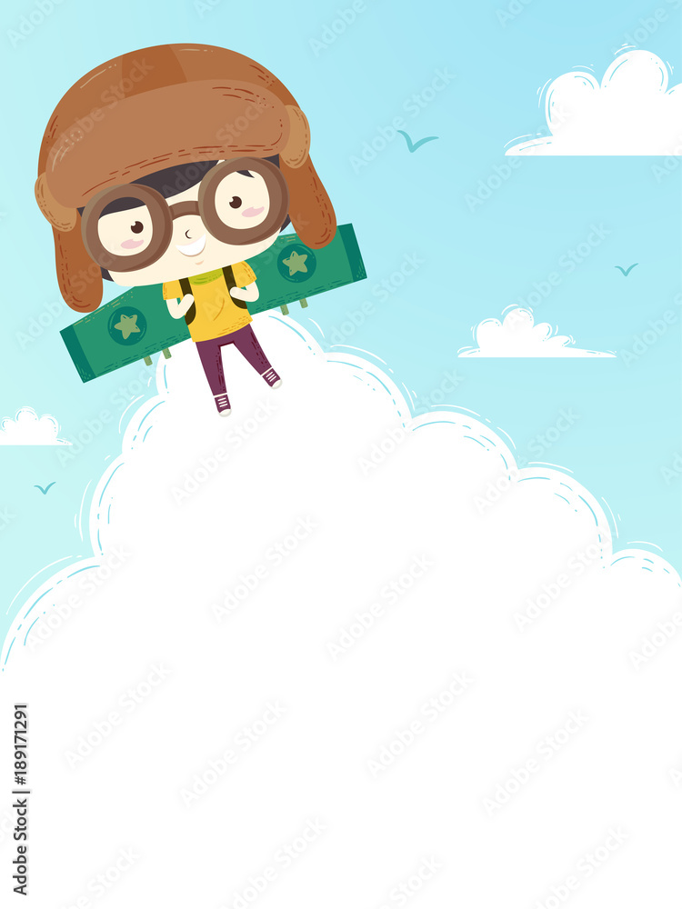 Kid Boy Aviator Plane Wings Background Illustration Stock Vector ...