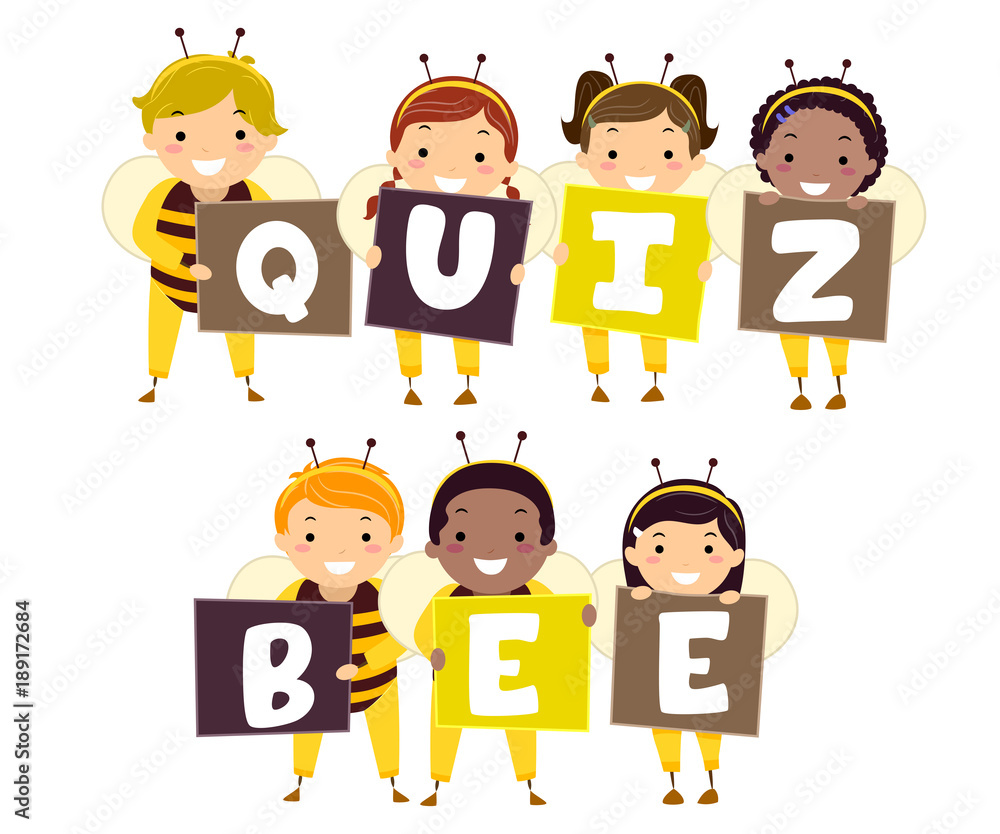 Stickman Kids Quiz Bee Illustration Stock Vector | Adobe Stock