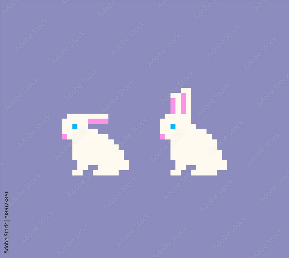 Pixel art rabbit icons. Stock Vector | Adobe Stock