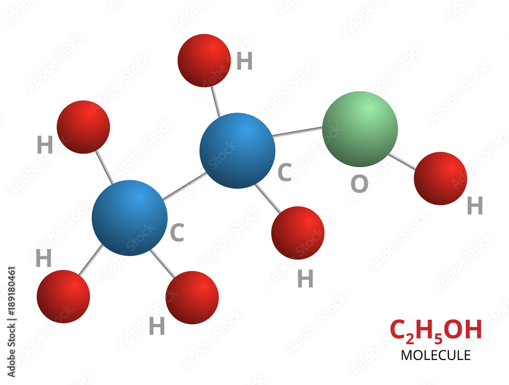 Molecule H2C2OH isolated on white background. Vector illustration of ...