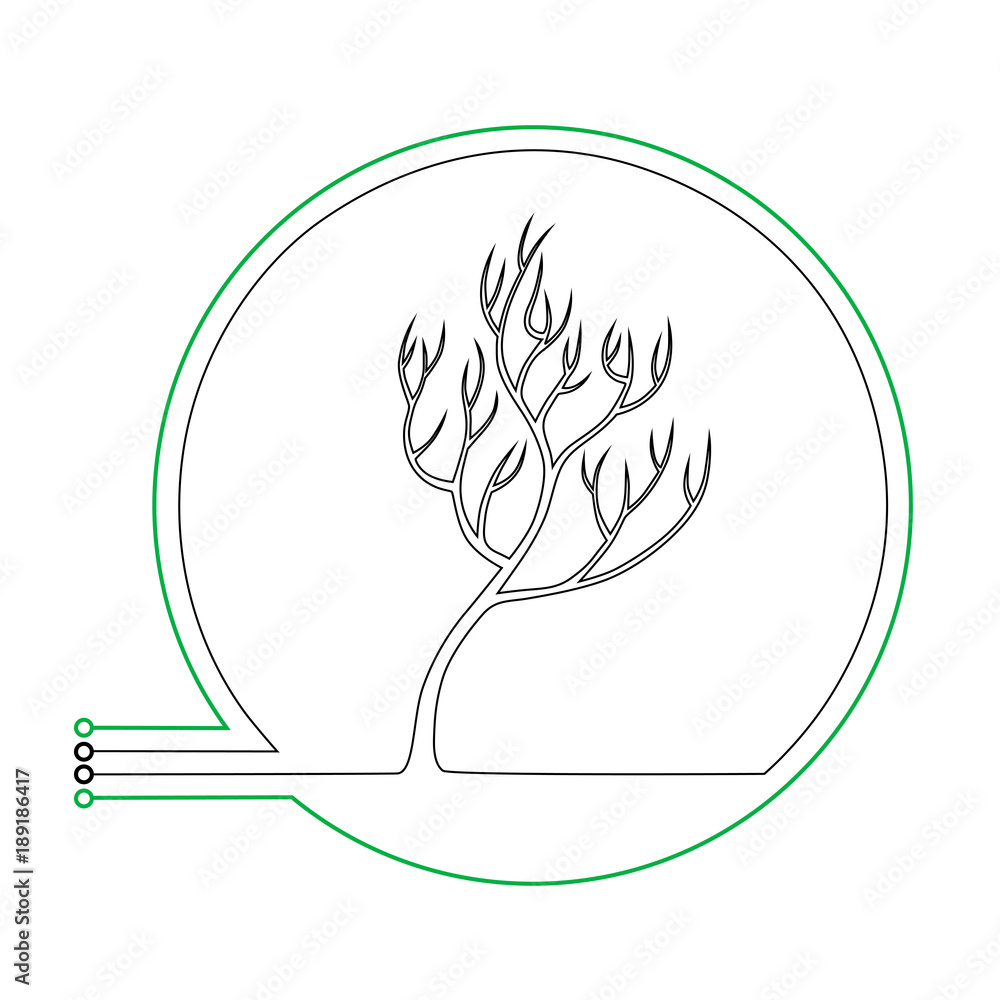 Isolated vector simple tree logo inscribed in a circle on a white ...