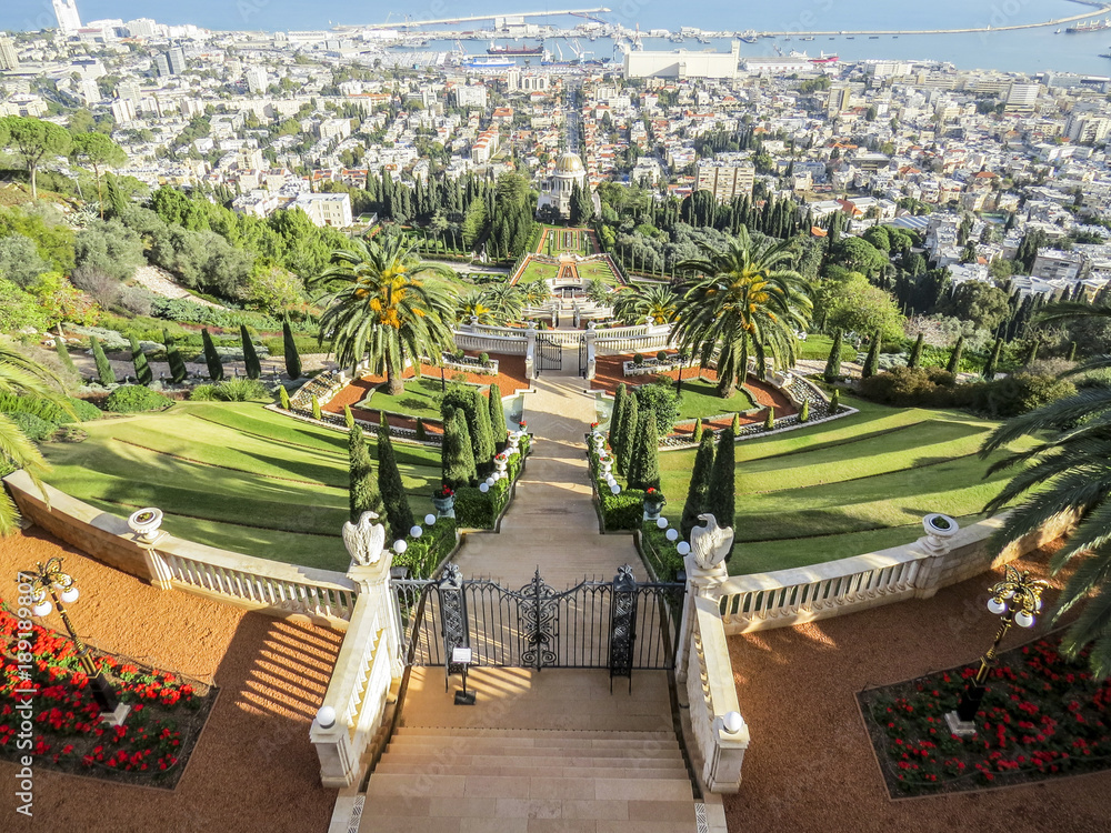 Haifa, Israel - View of the Terraces of the Bahá'í Faith, also known as ...