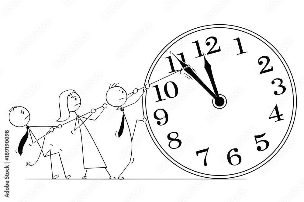 Cartoon stick man drawing conceptual illustration of team trying to ...