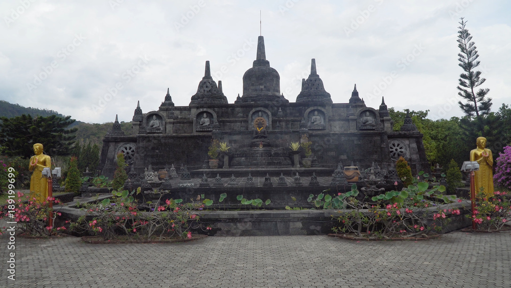 Buddhist temple Brahma Vihara Arama with statues of the gods on Bali ...