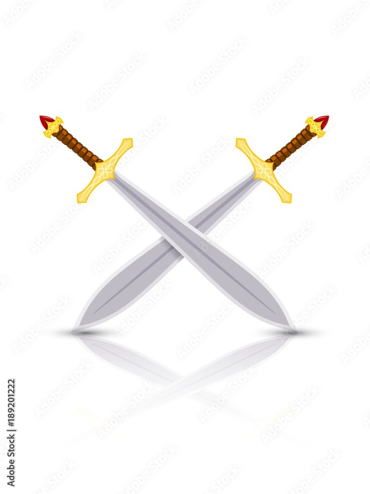 Color image of swords. Vector illustration of two crossed swords with a ...