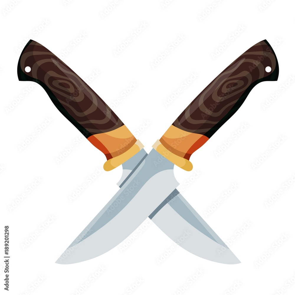 Color image of two crossed knives on a white background. Vector ...