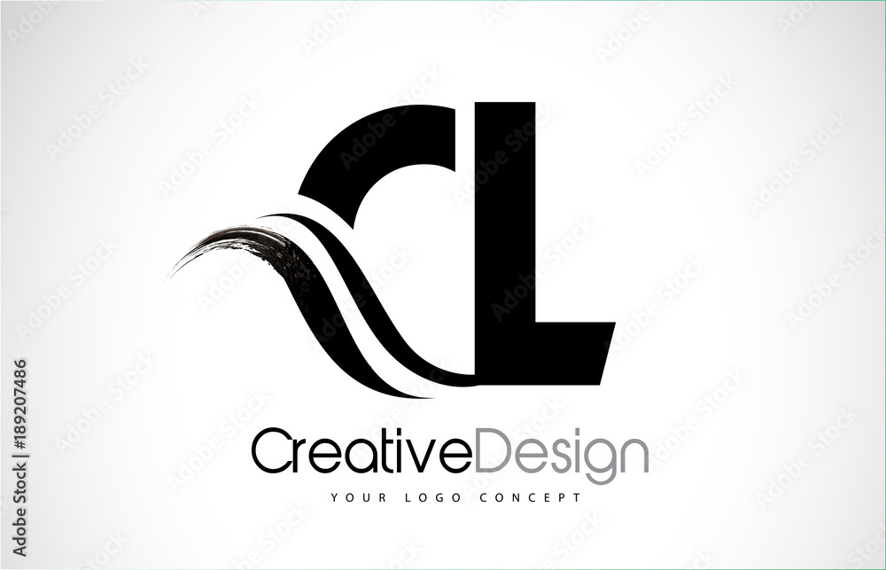 CL C L Creative Brush Black Letters Design With Swoosh Stock Vector ...