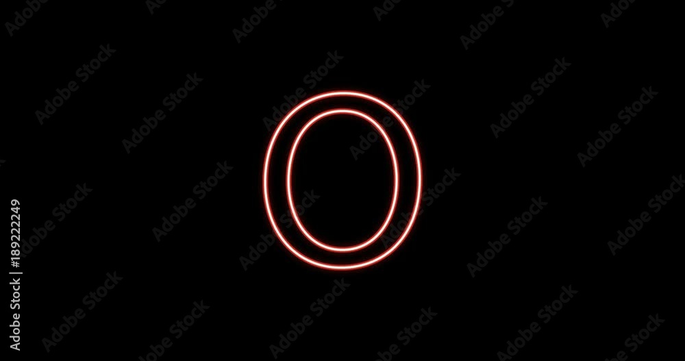 Neon Alphabet O letter Red Light Icon, Background with motion of A ...
