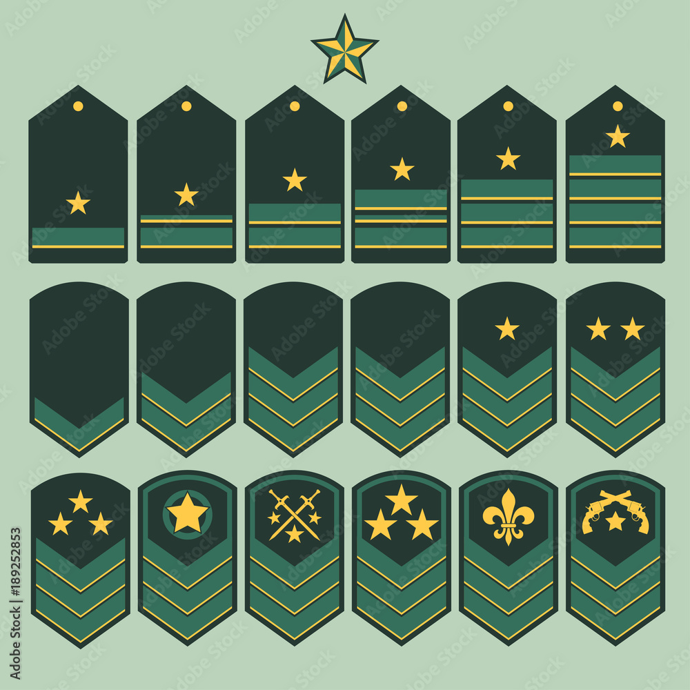 Military ranks set, Army Patches. Vector Stock Vector | Adobe Stock