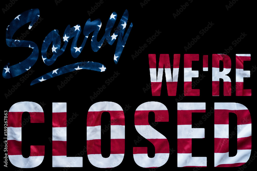 government shutdown represented by a sorry we're closed sign outline ...