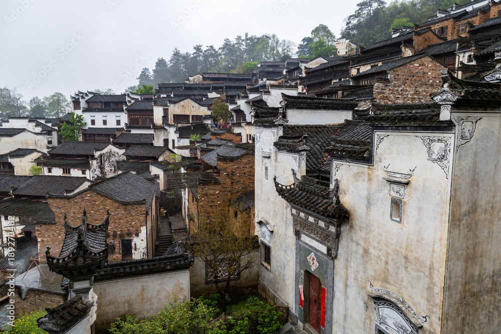 Huang ling village in Wuyuan, with typical traditional Hui homes ...