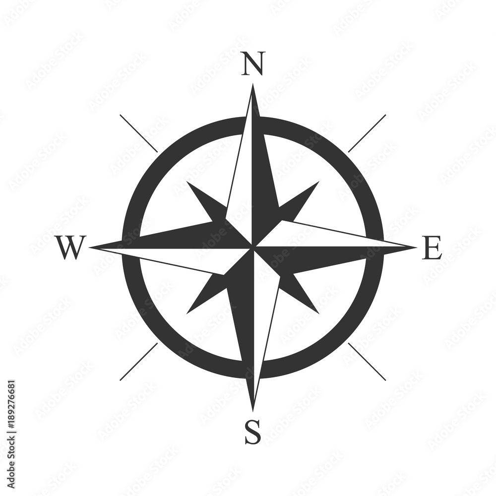 retro style compass icon, wind rose vintage compass icon Stock Vector ...