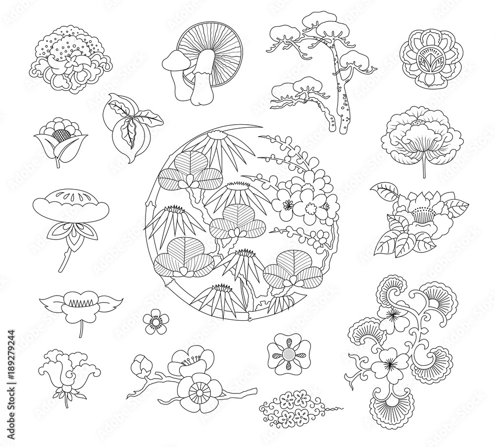 Asian traditional design, Print art symbol of asia. vector illustration ...