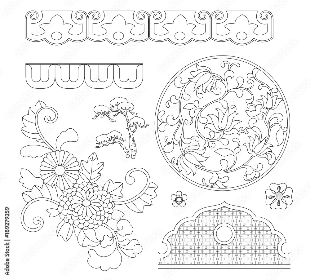 Asian traditional design, Print art symbol of asia. vector illustration ...