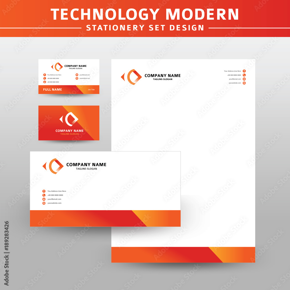 Technology Modern Vector Stationery Set Design Stock Vector | Adobe Stock